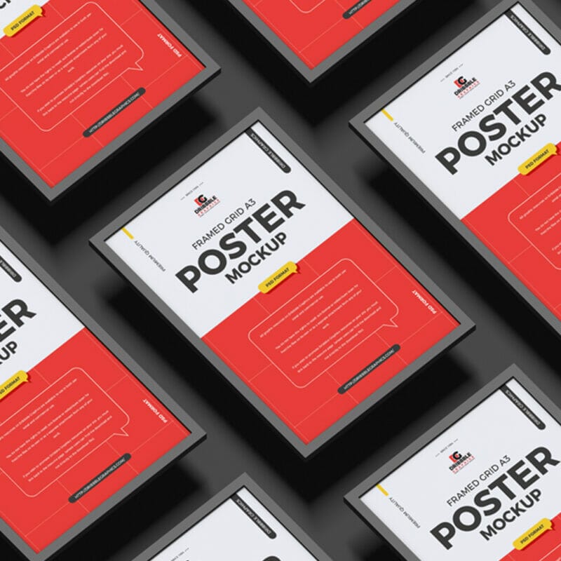 Free Framed Grid A3 Poster Mockup » CSS Author