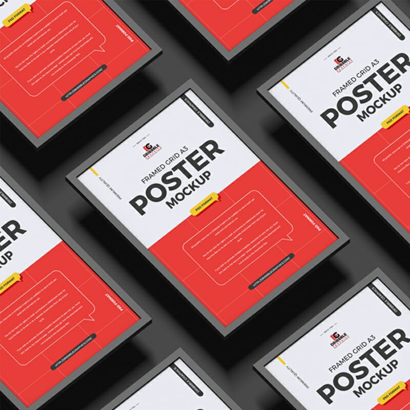 Free Framed Grid A3 Poster Mockup » CSS Author