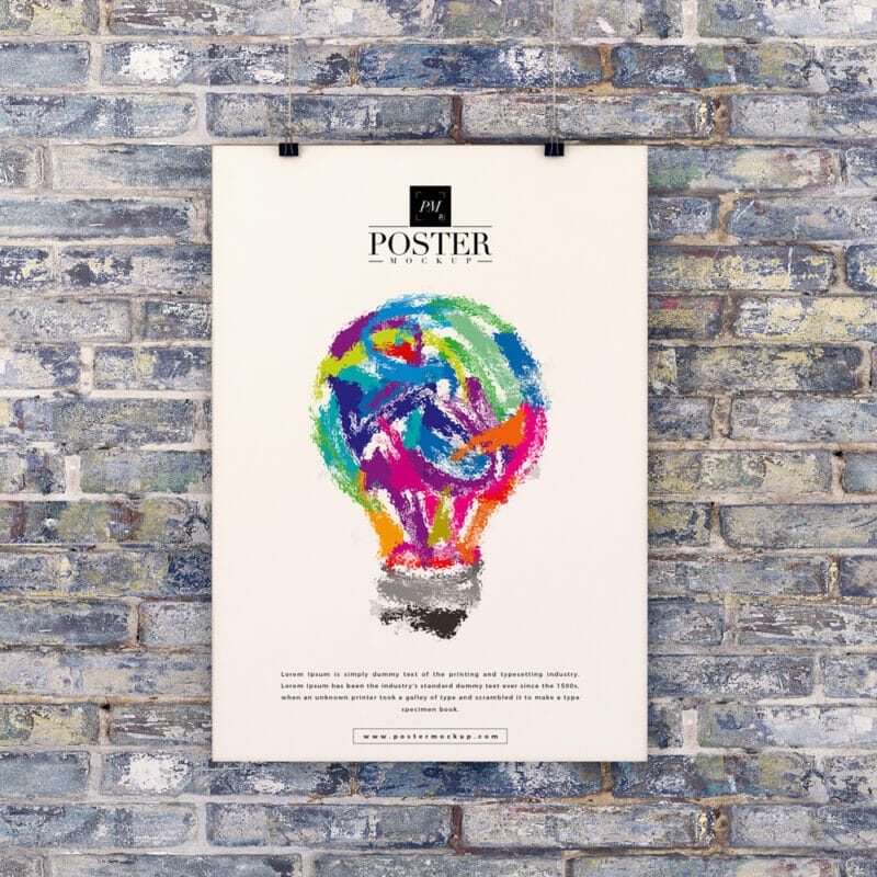 Poster On Brick Wall Mockup PSD For Advertising » CSS Author