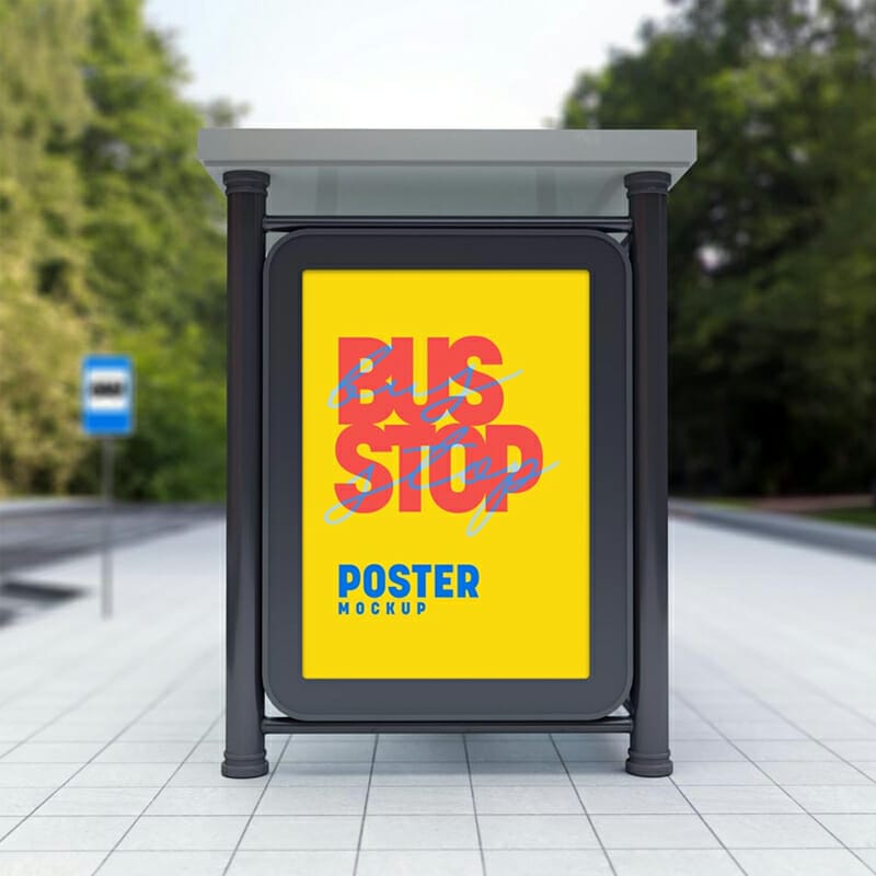 Free Bus Stop Poster Mockup PSD » CSS Author