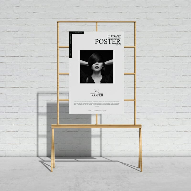 Elegant Wooden Stand Poster Mockup » CSS Author