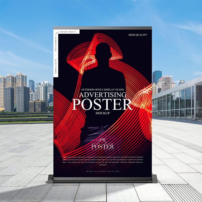 Outdoor Office Display Stand Advertising Poster Mockup » CSS Author