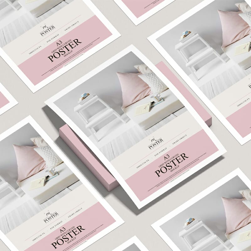 A3 Grid With Curved Poster Mockup » CSS Author