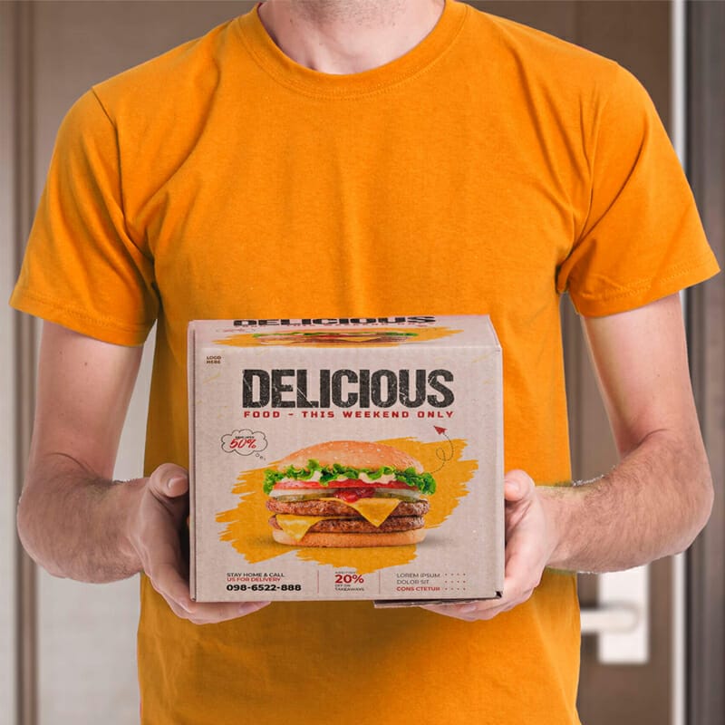 Free Food Delivery Box Mockup PSD Template » CSS Author