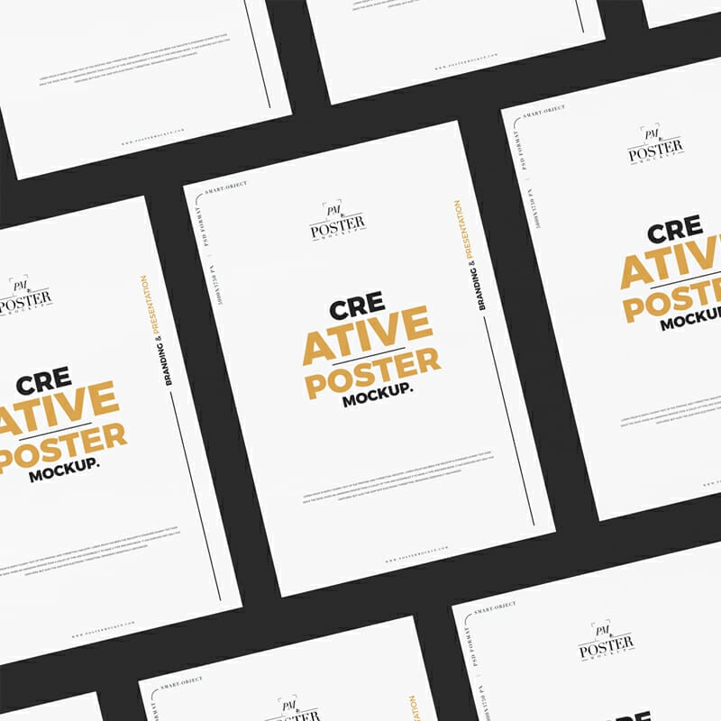 Stylish Grid PSD Poster Mockup » CSS Author