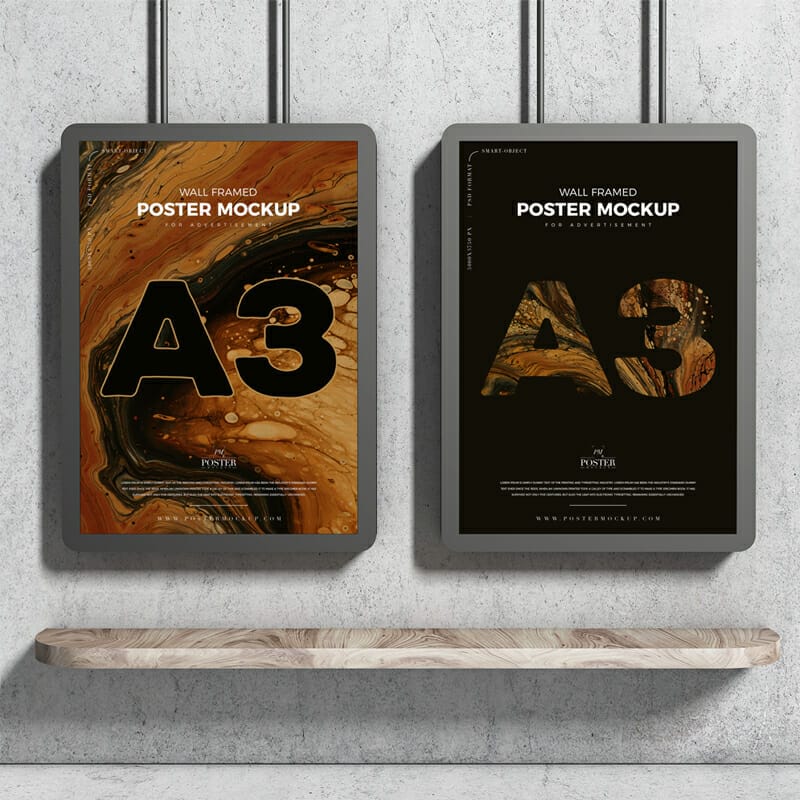 A3 Advertising Wall Framed Poster Mockup » CSS Author