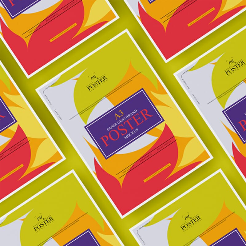 A3 Paper Grid Brand Poster Mockup » CSS Author