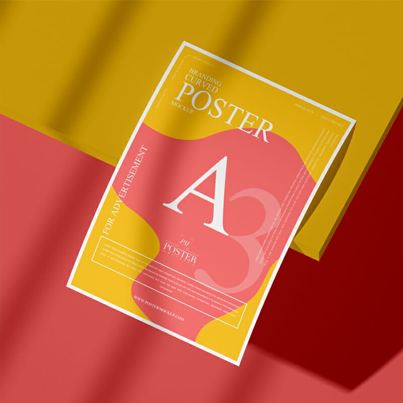 Branding A3 Curved Poster Mockup » CSS Author