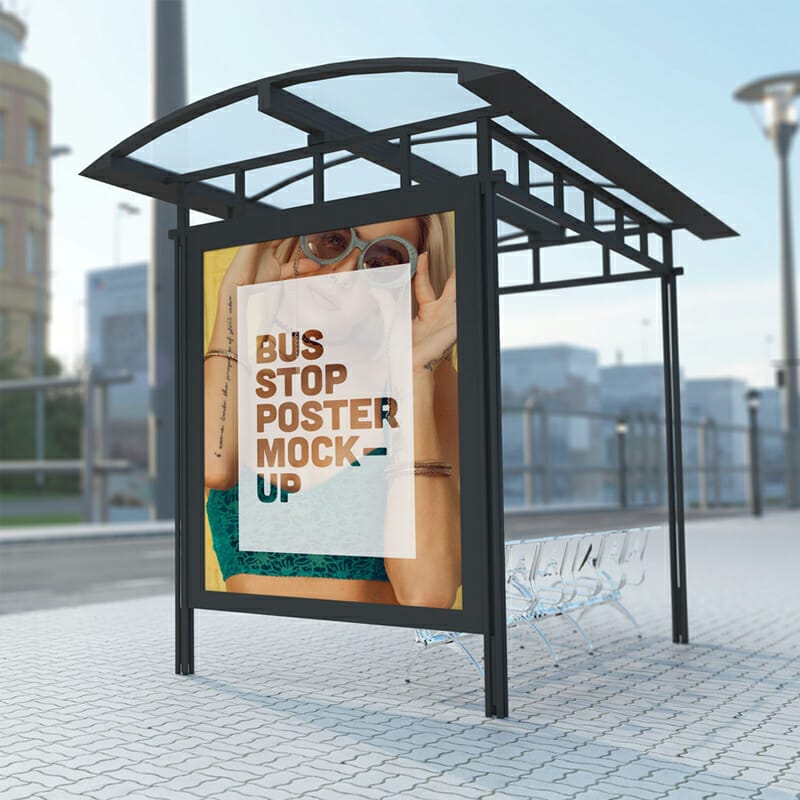 Free Bus Stop Poster Mockup PSD » CSS Author