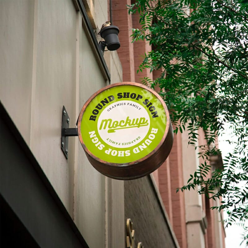 Round Shop Sign Design Mockup » CSS Author