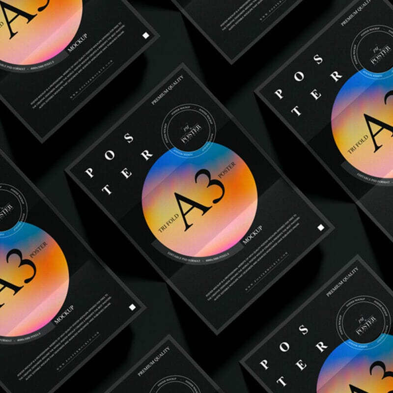 Grid A3 Tri Fold Poster Mockup » CSS Author