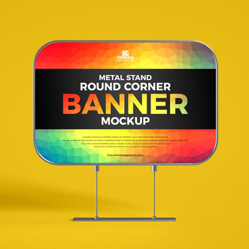 Free Metal Stand Round Corner Banner Mockup » CSS Author