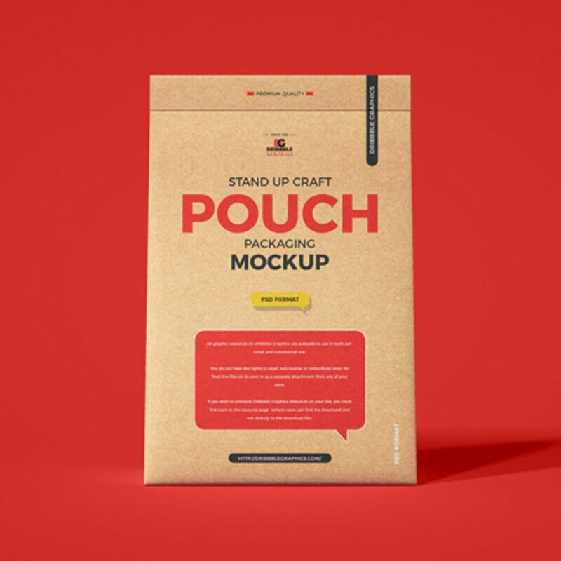 Free Stand Up Craft Pouch Packaging Mockup » CSS Author