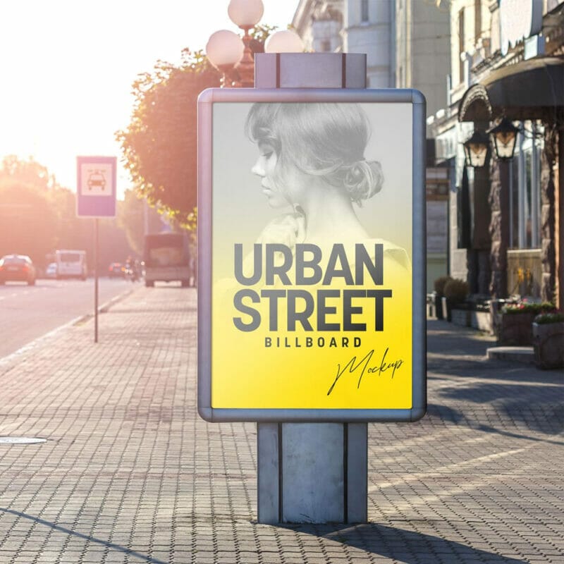 Free Urban Street Billboard On Pavement Mockup PSD » CSS Author