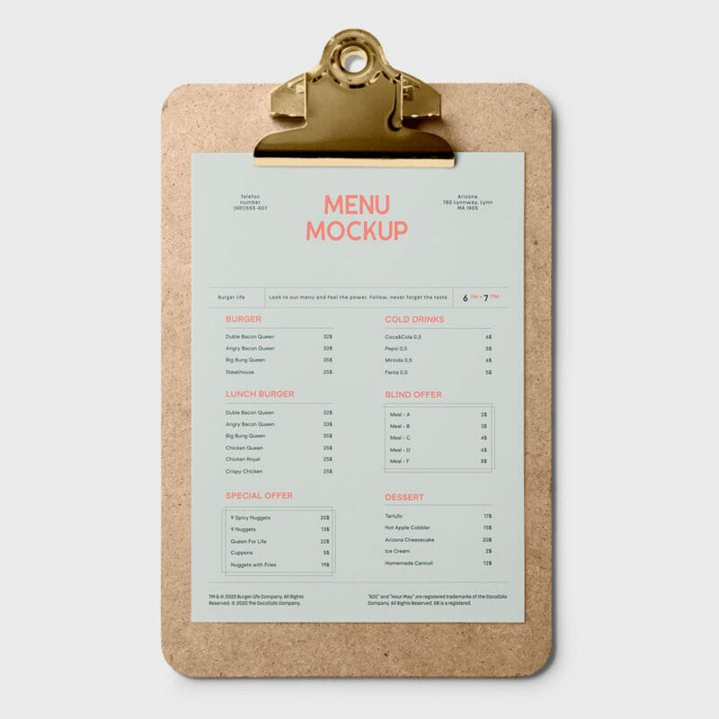 Free Clipboard Menu Mockup » CSS Author