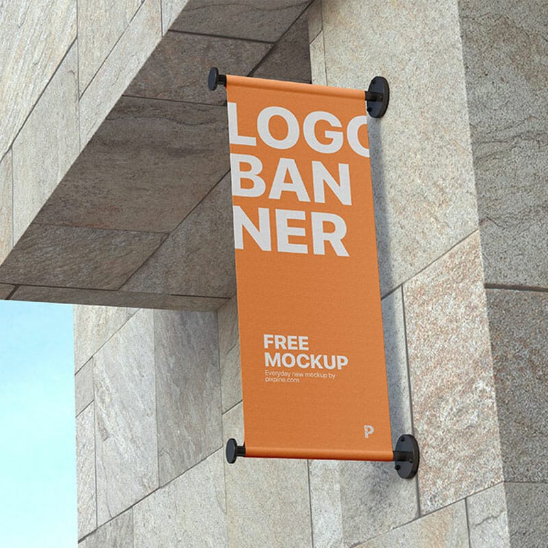 Free Outdoor Vertical Logo Banner Mockup » CSS Author