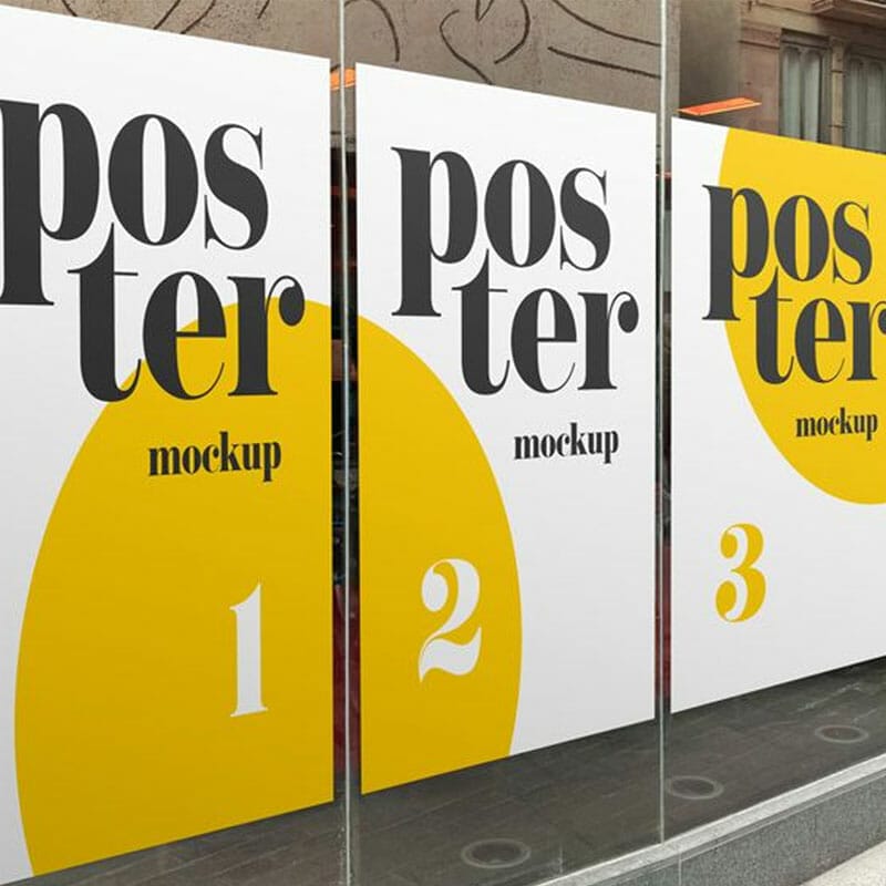 Free Rectangular Posters On Glass Window Mockup » CSS Author