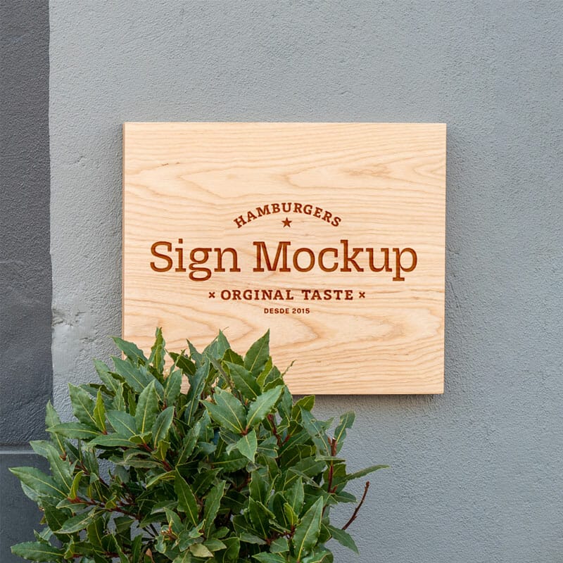 Wood Sign On Wall PSD Mockup » CSS Author