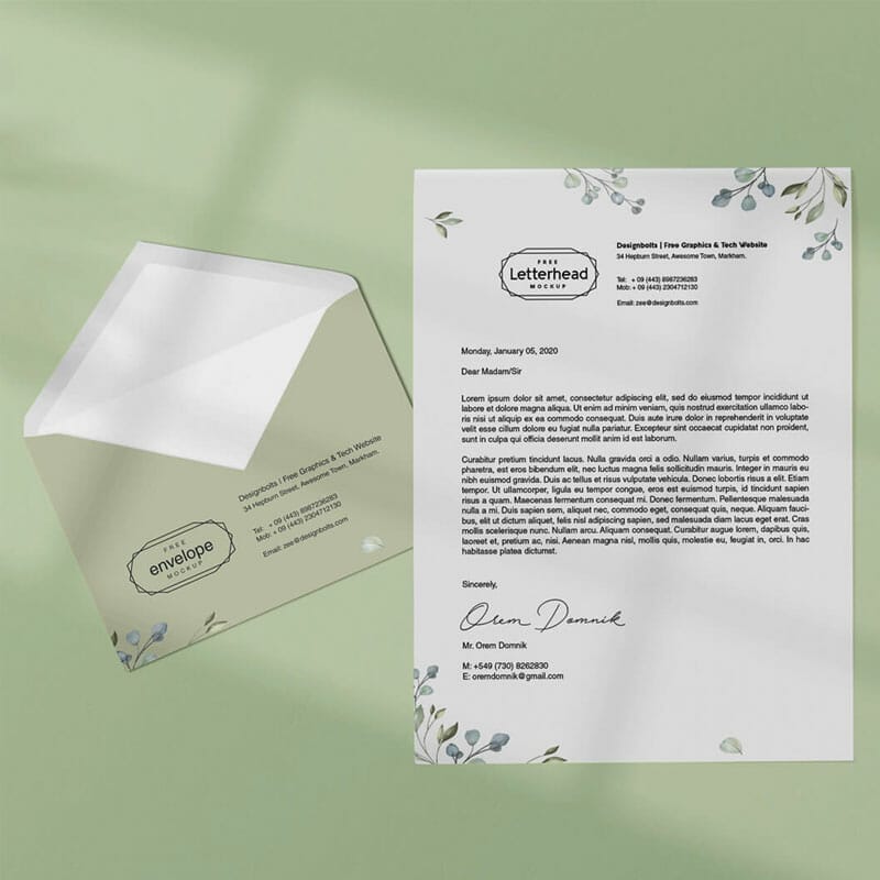 Free Letterhead & Envelope Mockup PSD » CSS Author