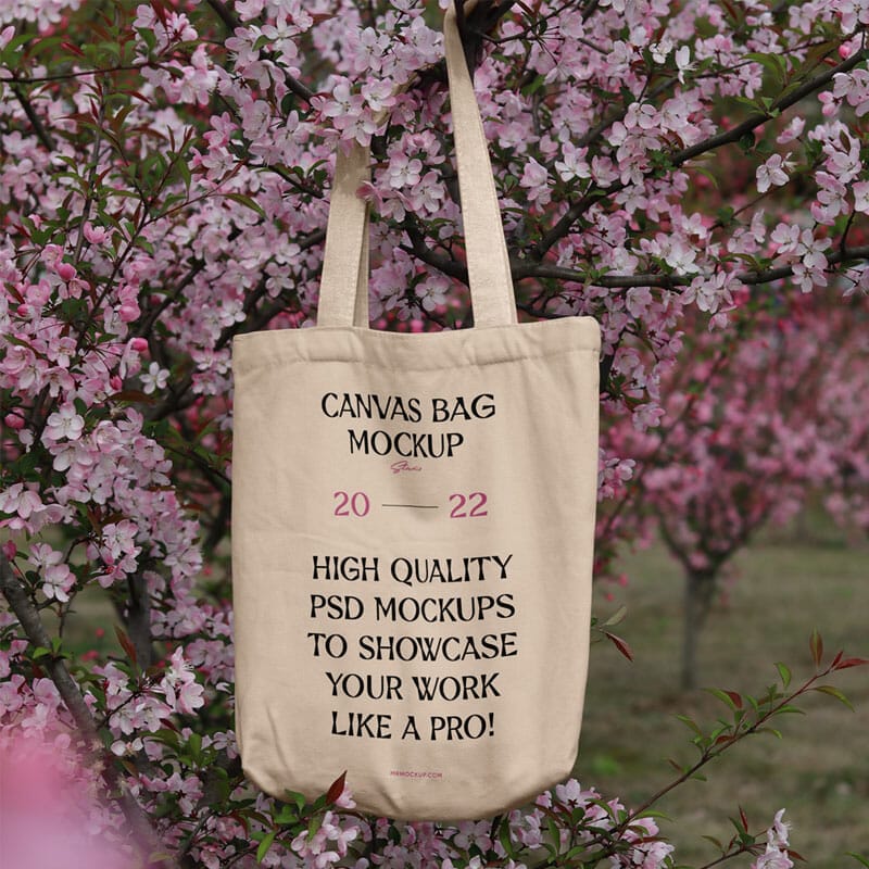 Canvas Bag Hanging On A Tree Mockup » CSS Author