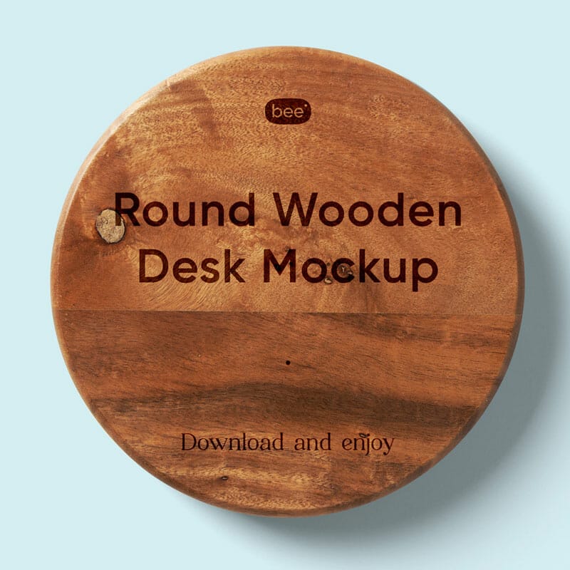 Free Round Wooden Desk Mockup » CSS Author