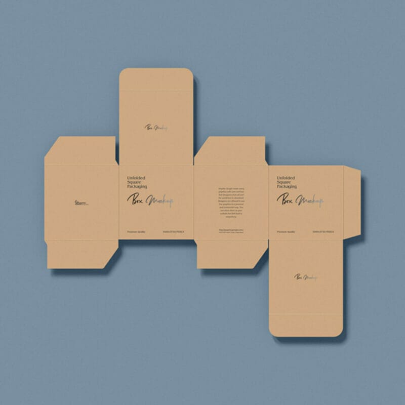 Free Unfolded Square Packaging Box Mockup » CSS Author