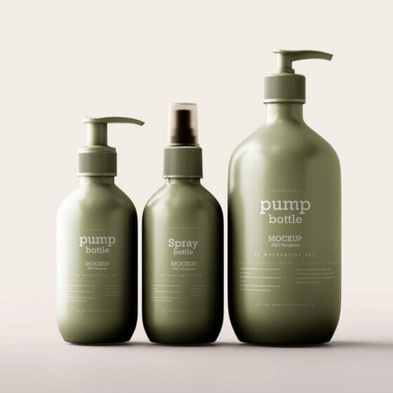 Two Pump Bottles And Spray Bottle Mockups Css Author