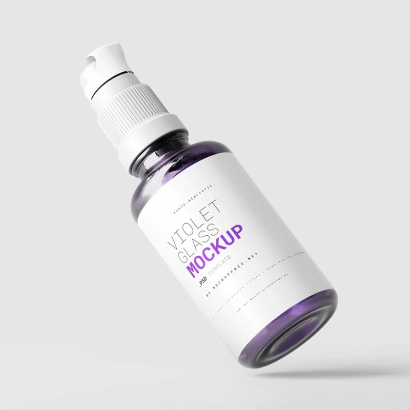 Free Violet Glass Lotion Pump Bottle Mockup » CSS Author