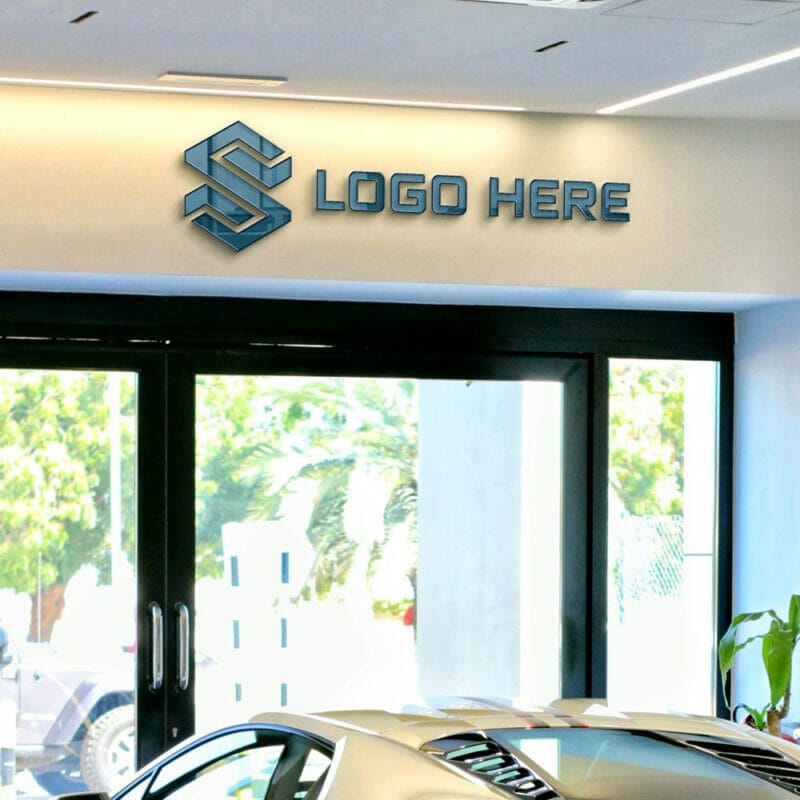 Car Showroom Logo Mockup With Glass Effects » CSS Author