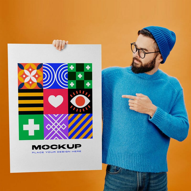 Free Large Hand Holding Poster Mockup PSD » CSS Author