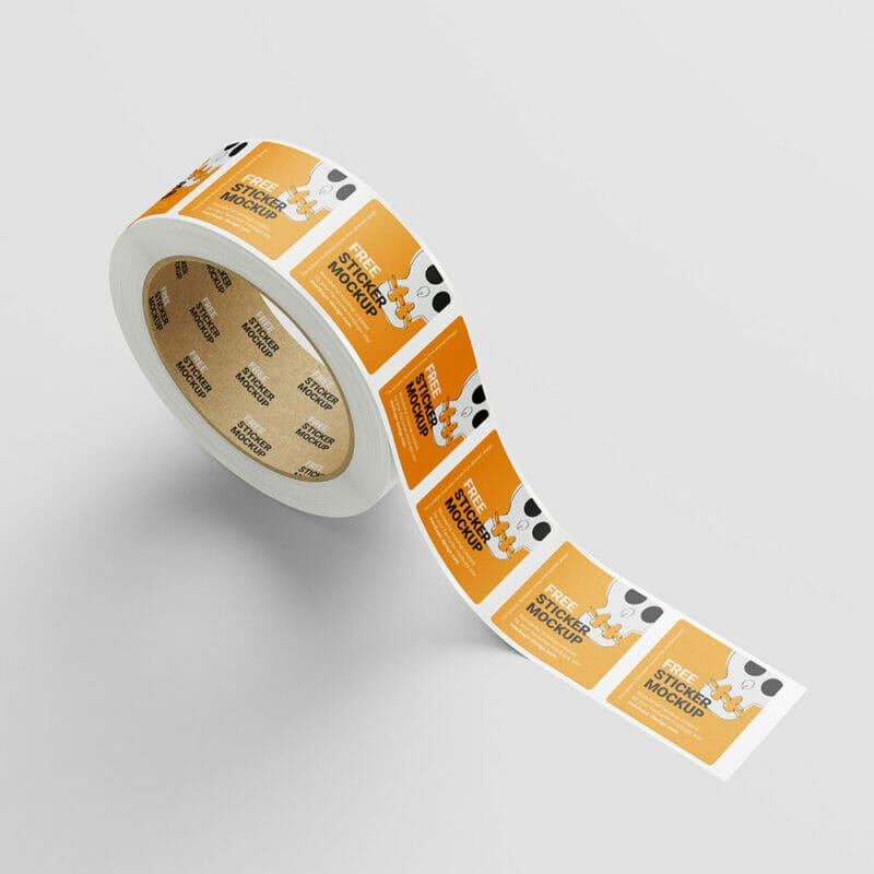 Free Square Sticker Roll Mockup PSD » CSS Author