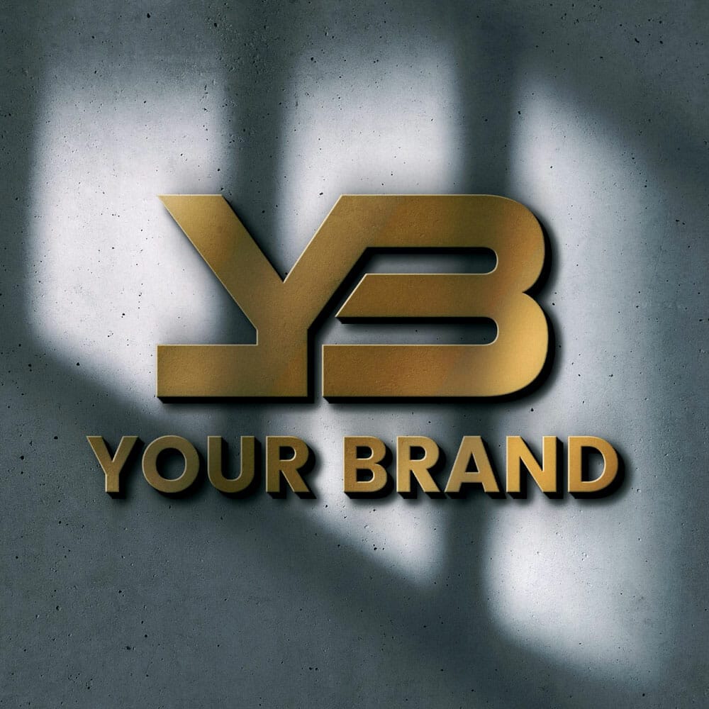 Free Golden 3D Logo Mockup On Black Wall PSD » CSS Author