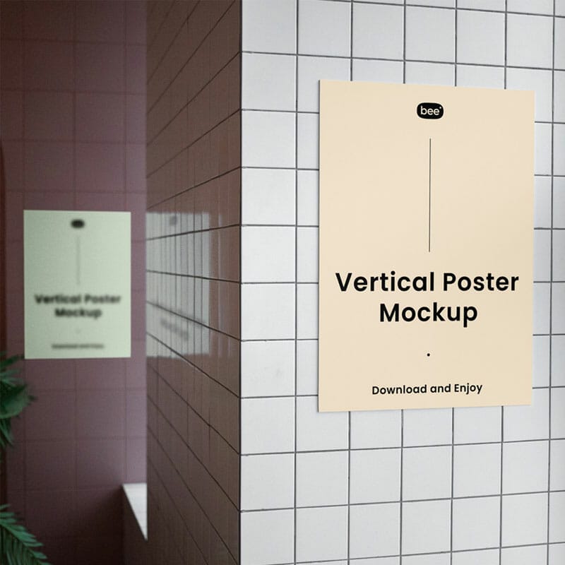 Free Hanging Double Poster Mockup PSD » CSS Author