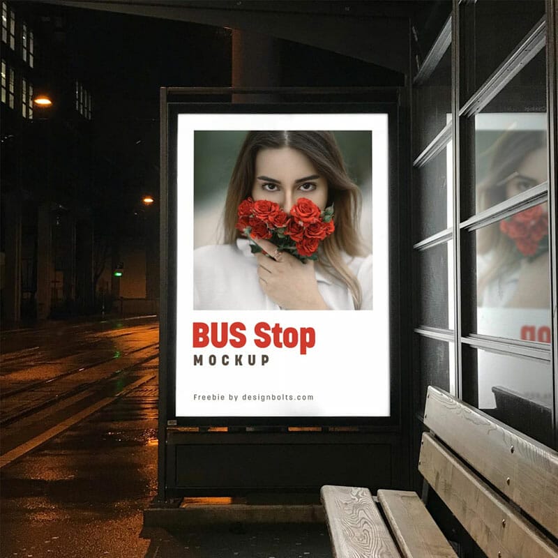Free Bus Stop Poster Mockup PSD » CSS Author