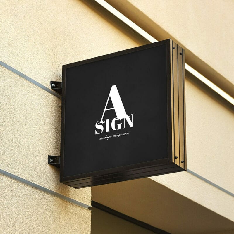 Free Square Wall Sign Mockup PSD » CSS Author