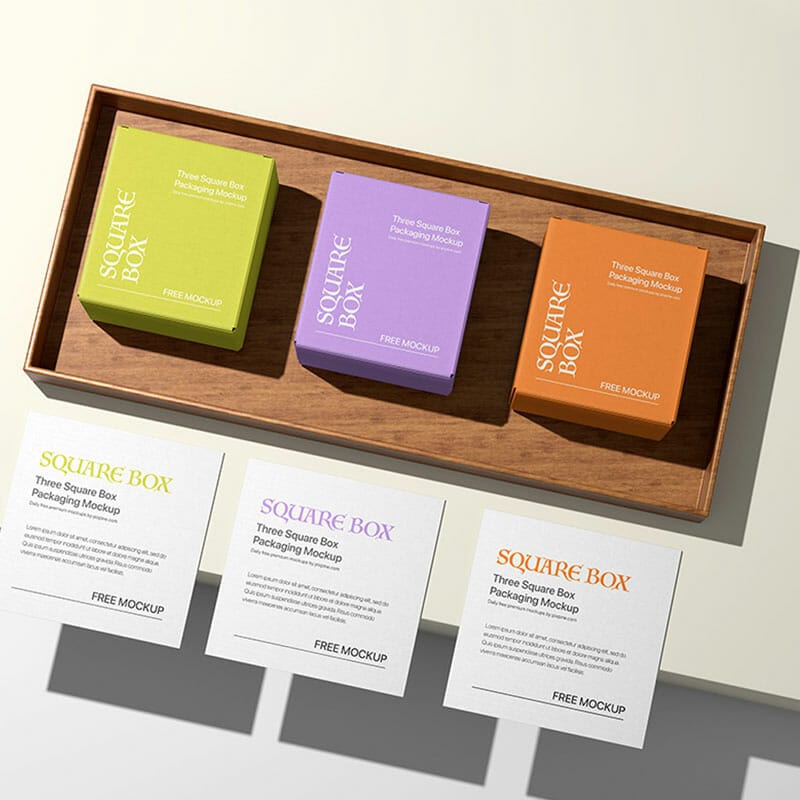 Free Three Square Box Packaging Mockup PSD » CSS Author