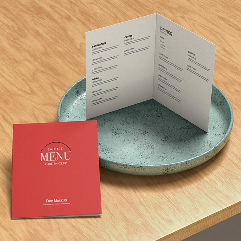Free Two Fold Restaurant Menu Card Mockup PSD » CSS Author