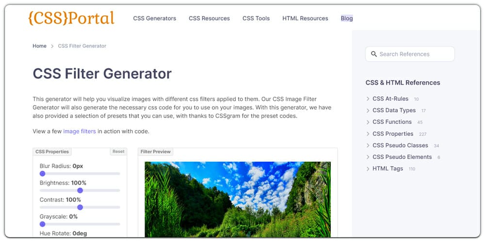 Css Filter Generators And Libraries Css Author