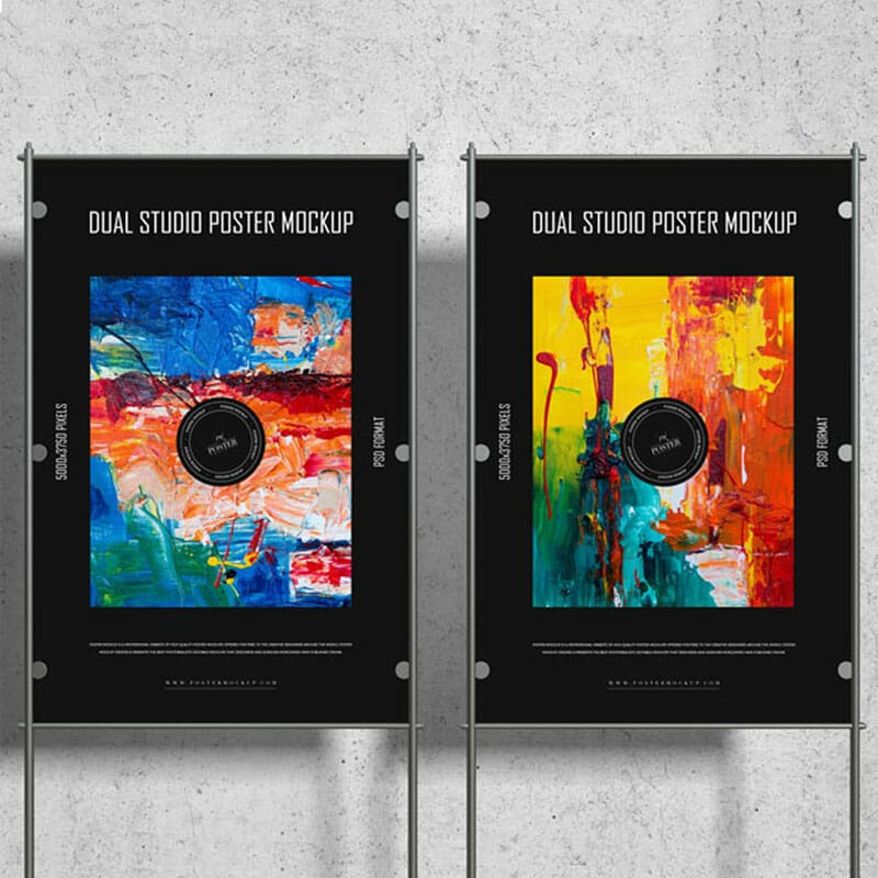 Free Dual Studio Poster Mockup PSD » CSS Author