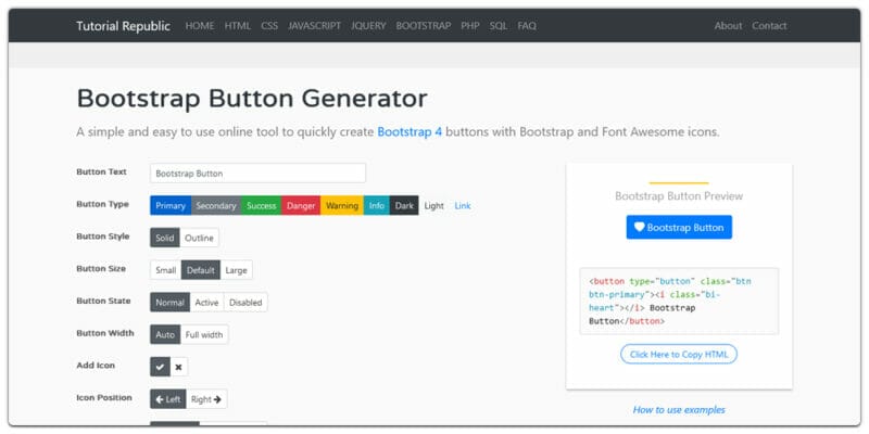Free Bootstrap Button Generators » CSS Author