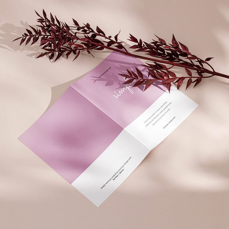 Free Bifold Flyer With Red Plant Mockup PSD » CSS Author