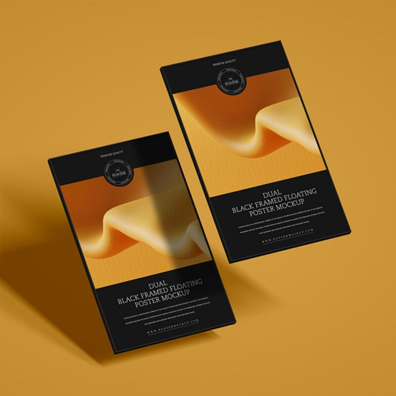 Free Dual Black Framed Floating Poster Mockup PSD » CSS Author