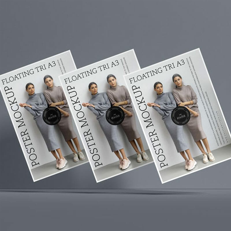 Free Floating Tri A3 Poster Mockup PSD » CSS Author