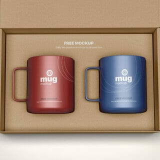 Free Mug With Box Packaging Mockup PSD » CSS Author