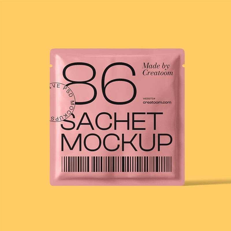 Free Sachet Mockup Front View PSD » CSS Author