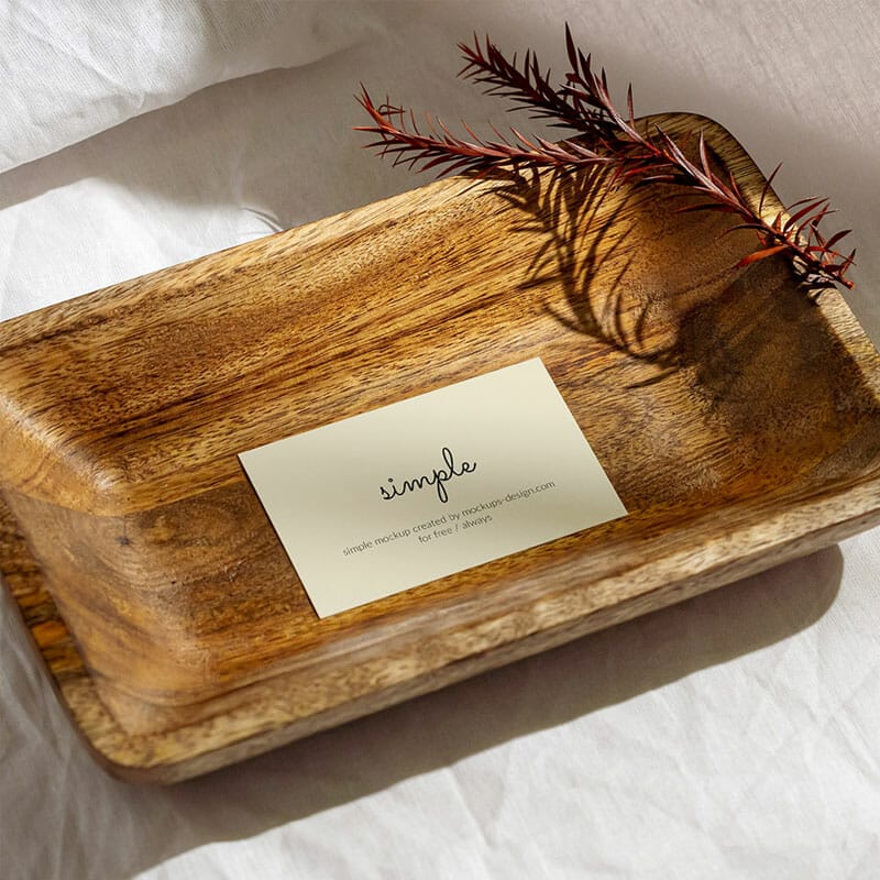 Free Business Card In Wooden Bowl Mockup PSD » CSS Author