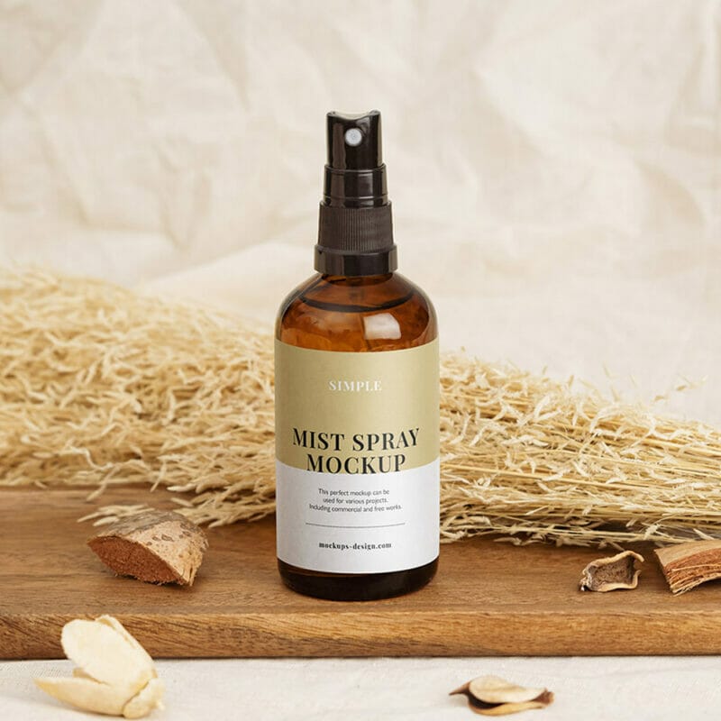 Free Mist Spray Bottle On Wooden Tray Mockup PSD » CSS Author