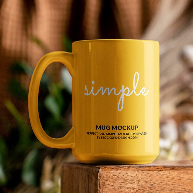 Free Mug With Decorative Background Mockup PSD » CSS Author