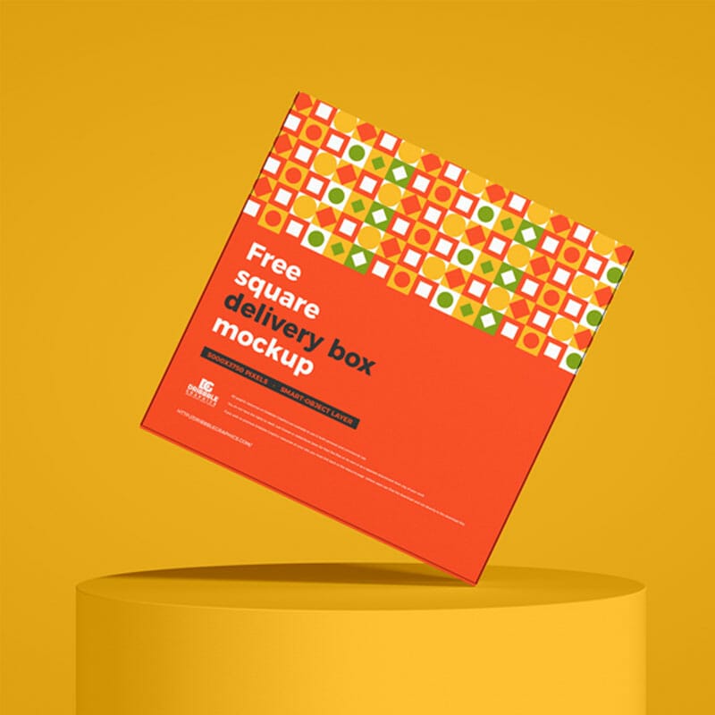 Free Square Delivery Box Mockup PSD » CSS Author