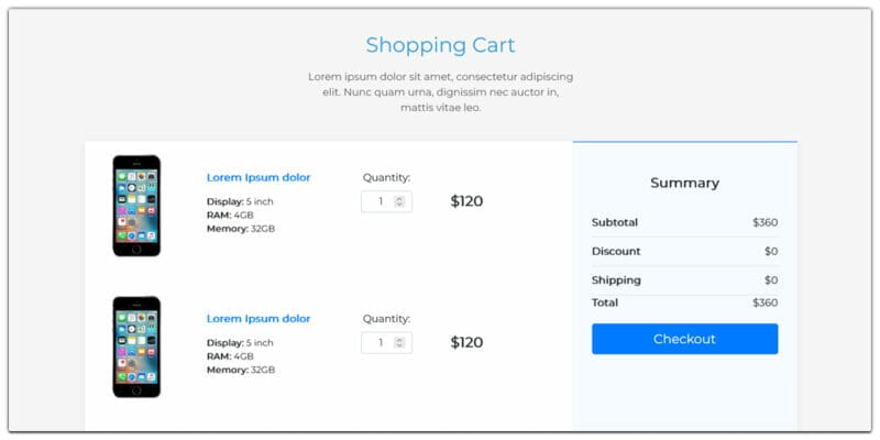 Free Bootstrap Shopping Cart Templates » CSS Author